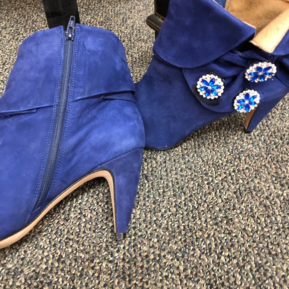 Shoes | Cobalt Blue Bejeweled Suede Boots | Poshmark